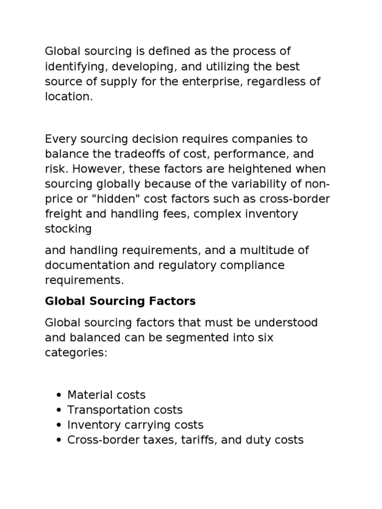 Global Sourcing: Process and Challenges | PDF | Business | Supply Chain ...