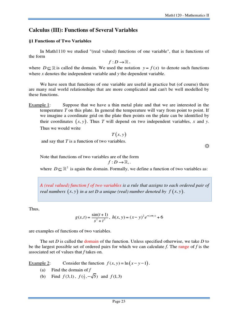 M1120 Calculus (III) Lecture | PDF | Function (Mathematics) | Variable ... M1120 Calculus (III) Lecture | PDF | Function (Mathematics) | Variable ...