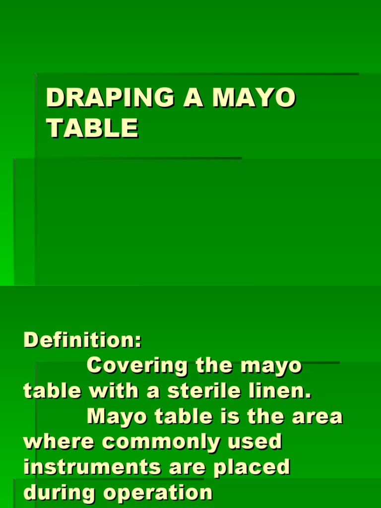Draping Mayo Table-Instrumentation | PDF | Medical Specialties | Anatomy