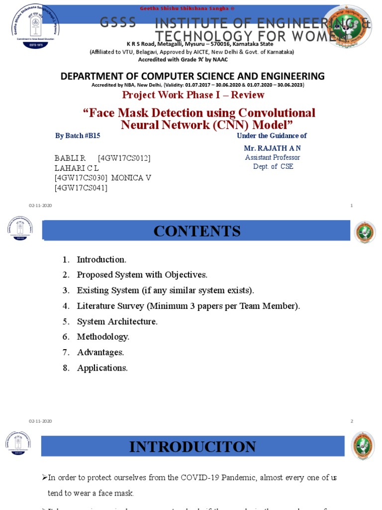 Institute of Engineering & Gsss Technologyforwomen: "Face Mask Detection Using Convolutional ...