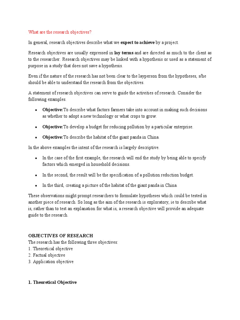 What Are The Research Objectives | PDF | Hypothesis | Theory