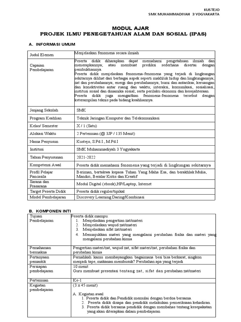 Modul Ajar IPAS Kelas 10 SMK | PDF