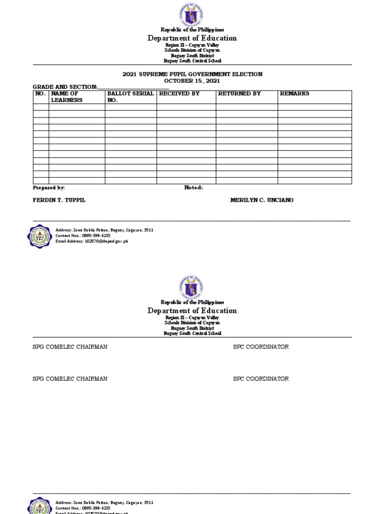 Philippine Pupil Government Election 2021 | PDF
