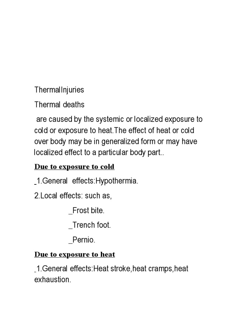 Thermal Deaths | PDF | Burn | Hypothermia