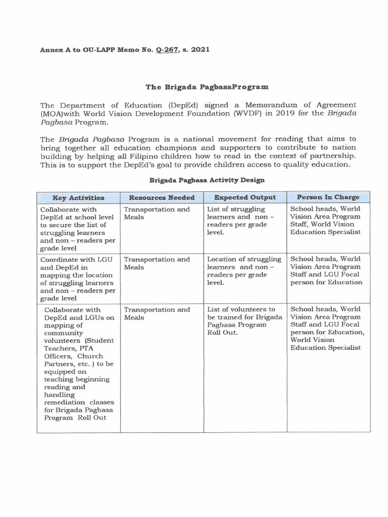 Brigada Pagbasa Program | PDF