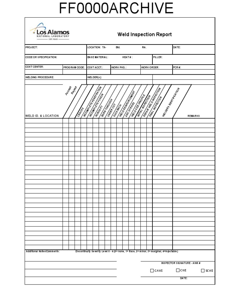 Weld Inspection Report: CC Ep T R Ej Ec T | PDF | Specification ...