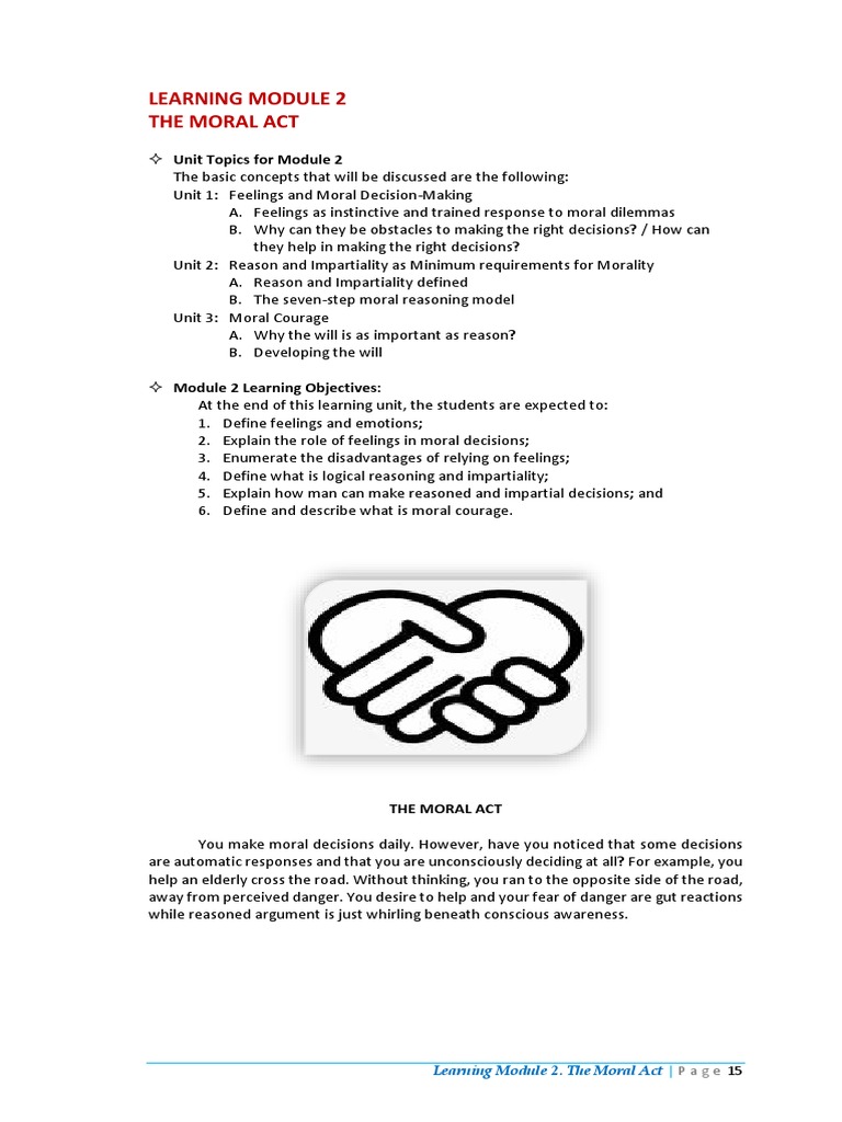 Learning Module 2 The Moral Act | PDF | Reason | Feeling
