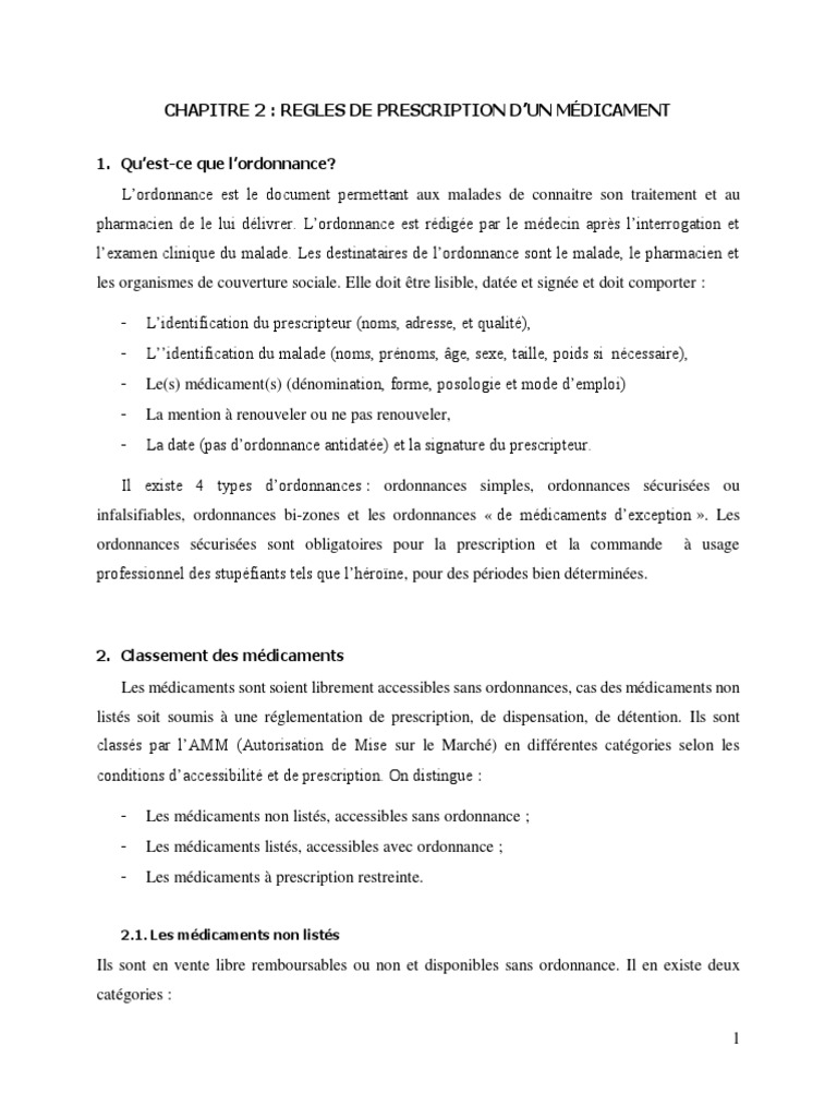 Règles de Prescription Médicale | PDF | Ordonnance médicale | Pharmacien