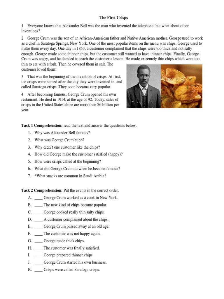 George Crum and the Invention of Crisps | PDF | Potato Chip