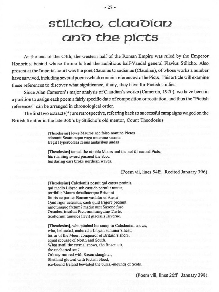 Stilicho Claudian and The Picts | PDF