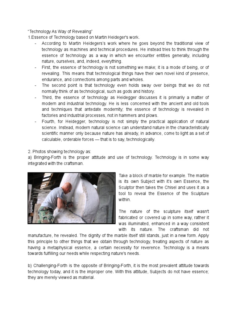 TechnologyAsWayofRevealing STS13 | PDF | Martin Heidegger | Nature