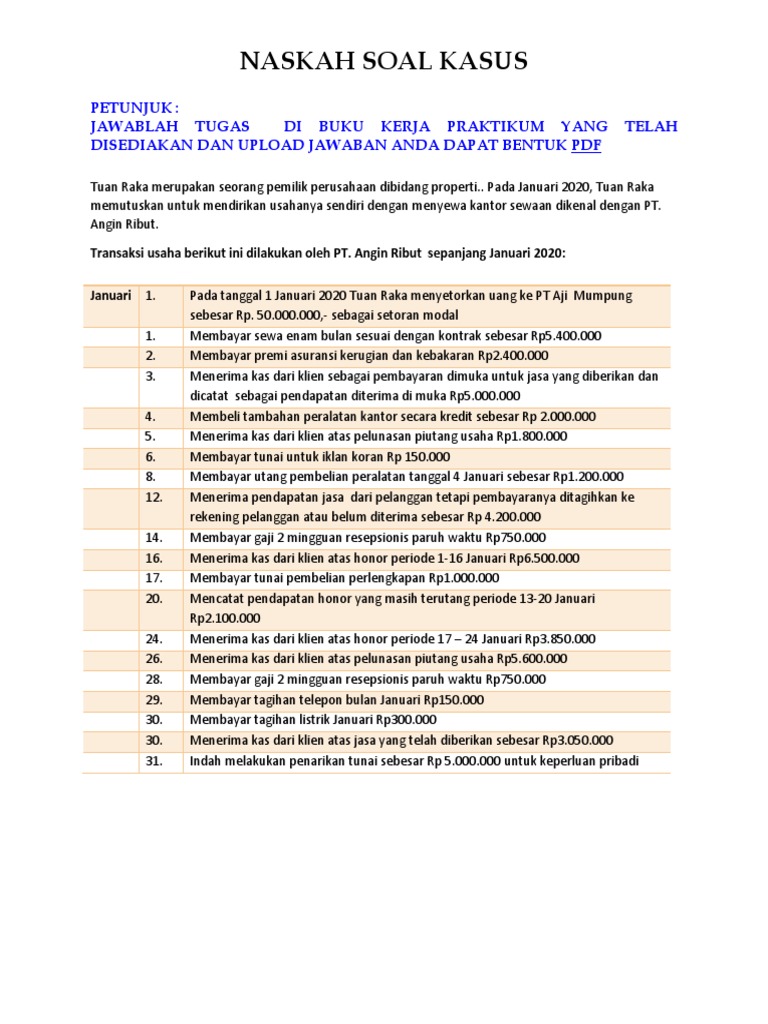 Jurnal Umum Transaksi PT. Angin Ribut | PDF