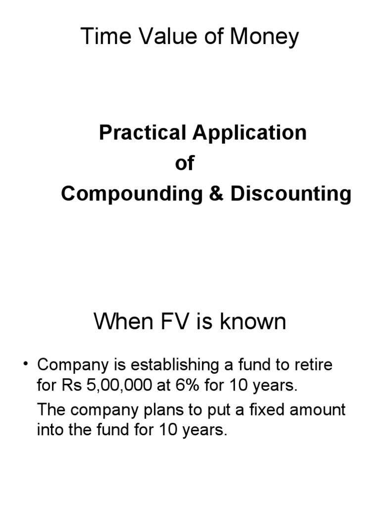 Time Value of Money: Practical Application of Compounding & Discounting ...