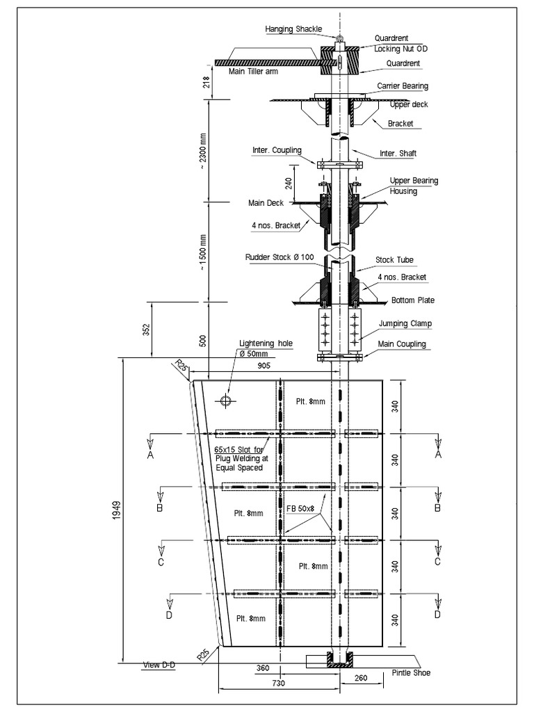 Detailed Technical Drawings of Ship Rudder Assembly Components | PDF ...