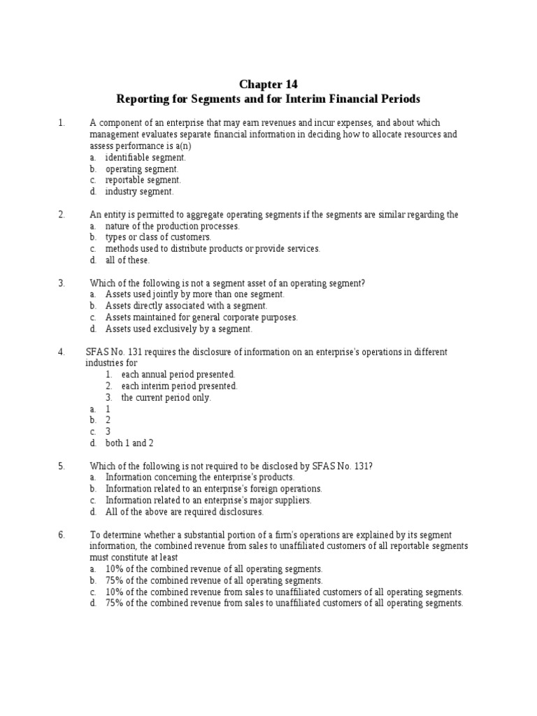 Reporting Segment and Interim Financial Periods | PDF | Financial ...