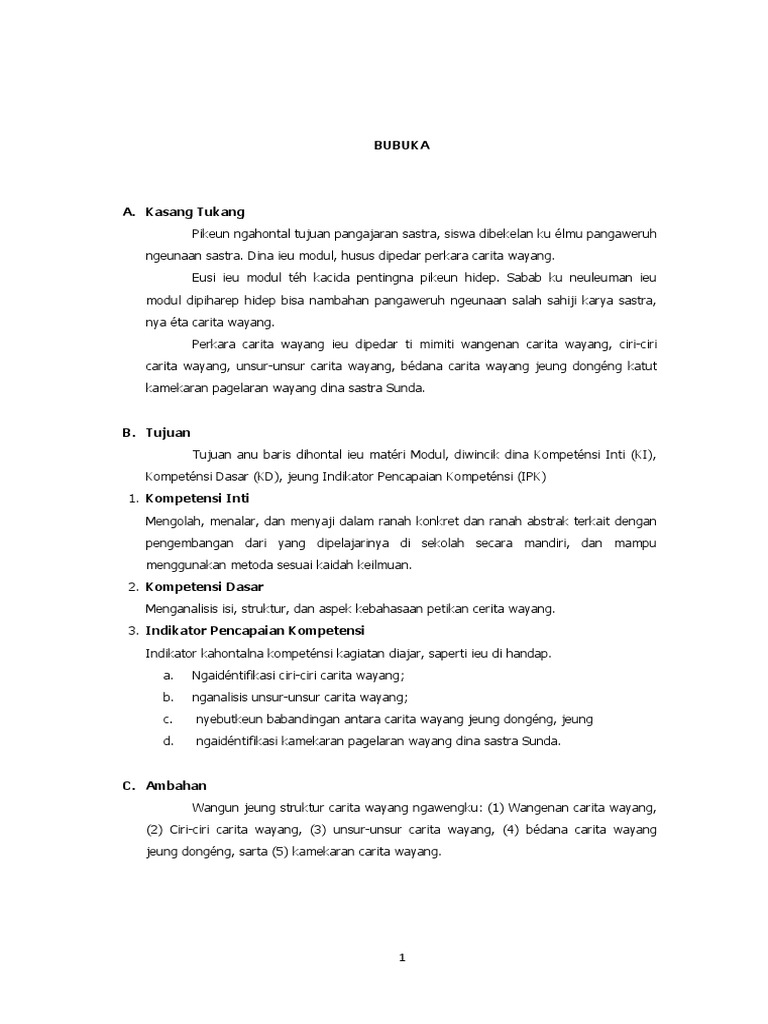 Modul Carita Wayang KD 2 Kls Xii | PDF