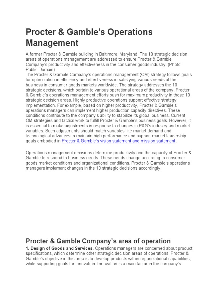 Procter&Gamble Project | PDF | Strategic Management | Operations Management