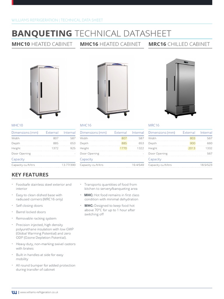 Williams-Cold-Hot Banquet Trolleys | PDF | Door | Refrigeration