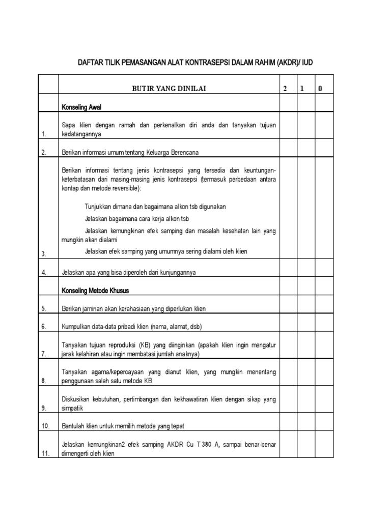 Daftar Tilik Pemasangan Akdr | PDF