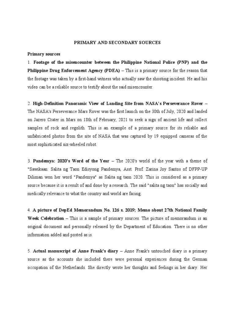 Primary and Secondary Sources | PDF | Primary Sources