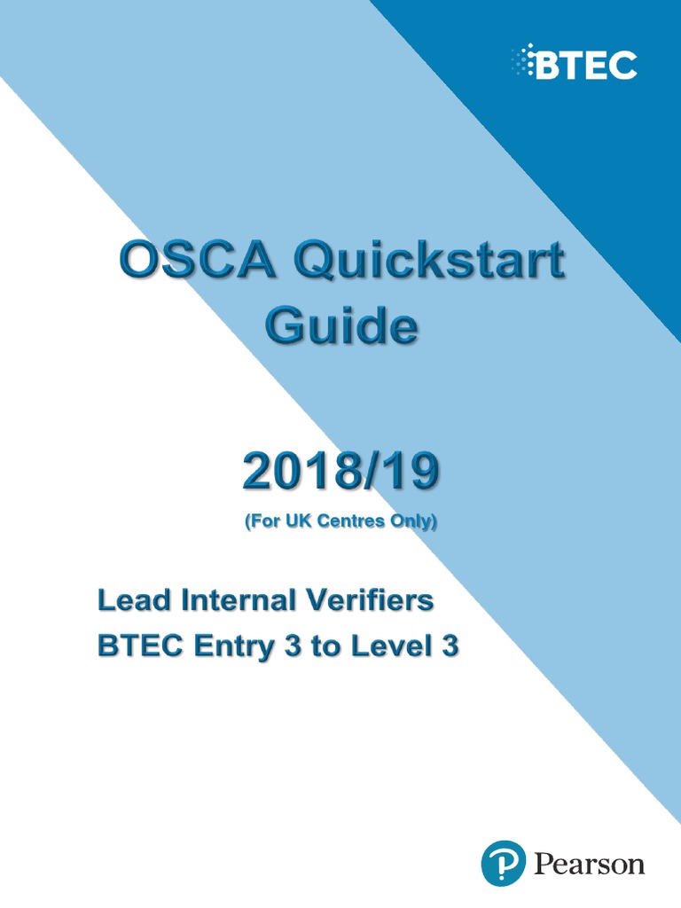 OSCA Quickstart Guide For BTEC Lead Internal Verifiers | PDF ...