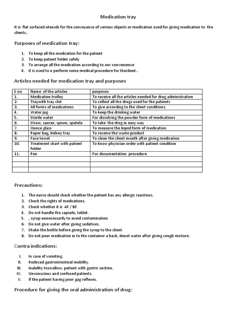 029 Medication Tray | PDF | Chemistry | Dose (Biochemistry)