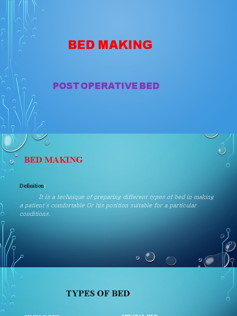 POST OPERATIVE BED MAKING | PDF | Bed | Bedding