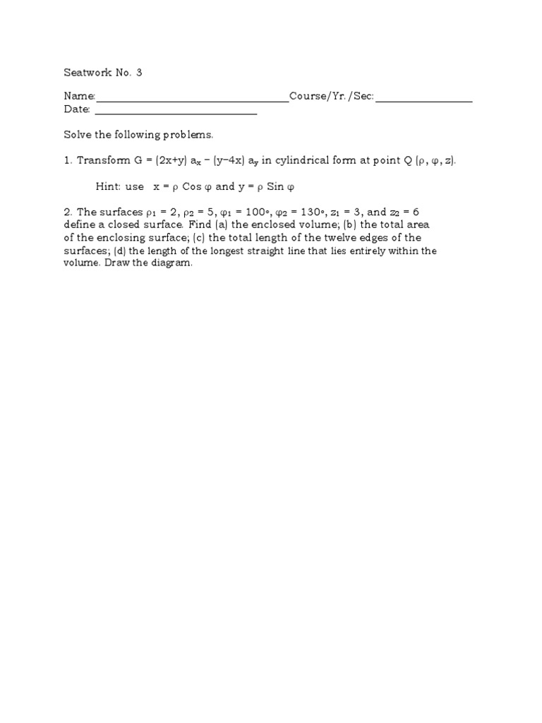 Seatwork No. 3 | PDF