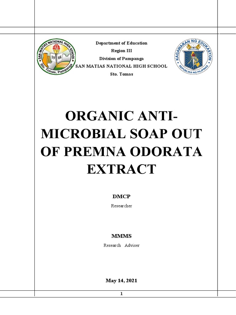 Organic Anti-Microbial Soap Out of Premna Odorata Extract | PDF ...