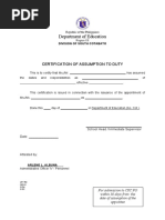 CS Form No. 4 Certification of Assumption To Duty - Edited | PDF