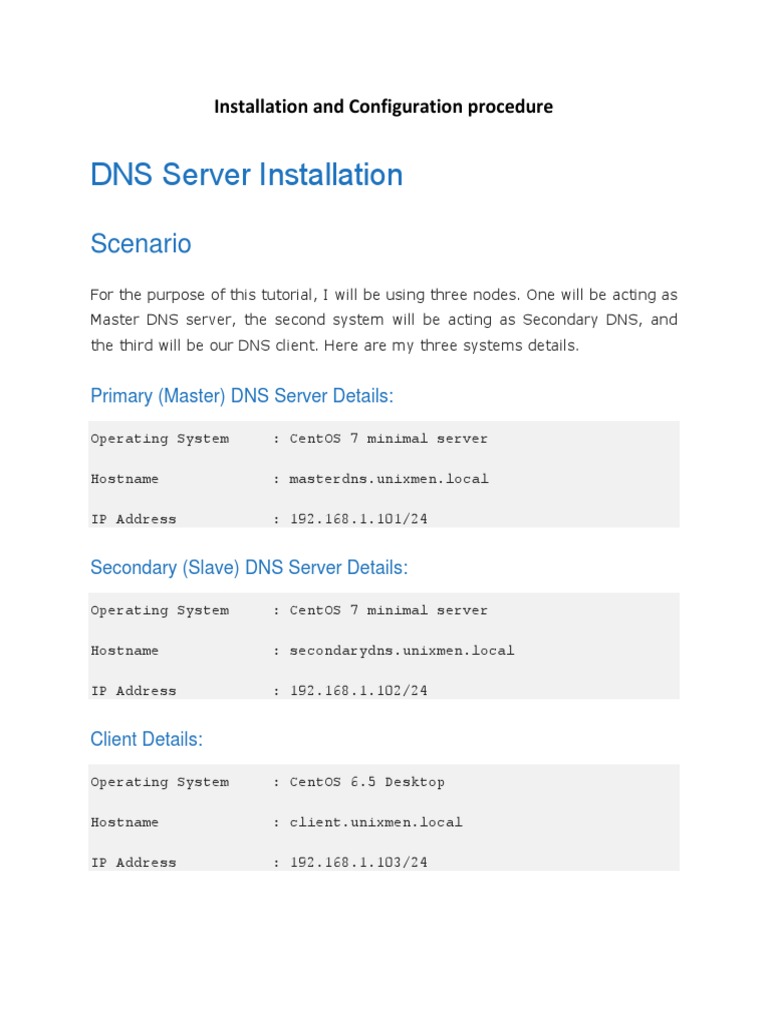 DNS Server Installation: Scenario | PDF | Domain Name System | Network Protocols
