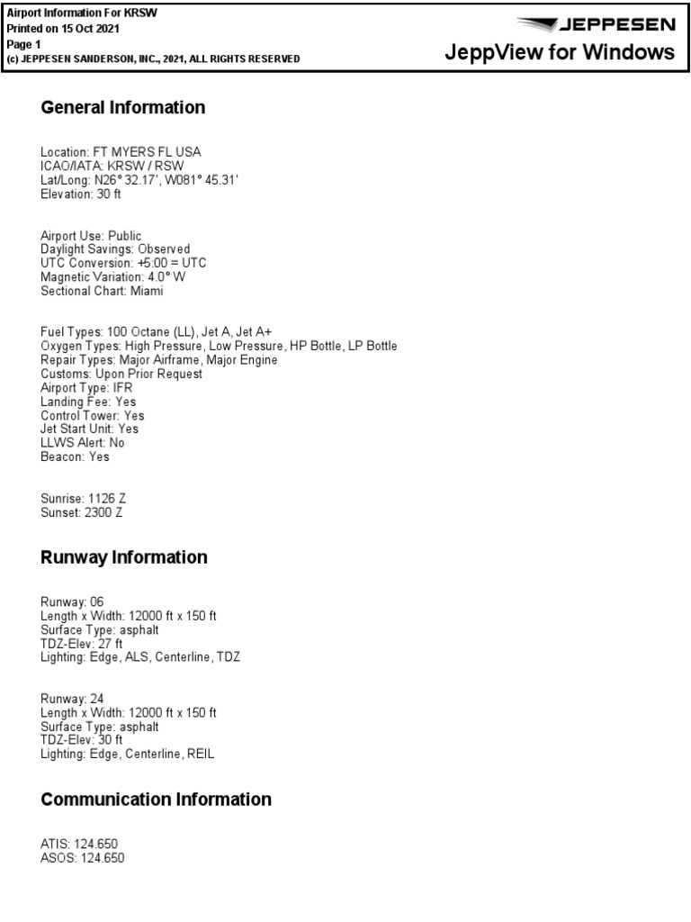 Jeppview For Windows: General Information General Information | Download Free PDF | Runway | Airport