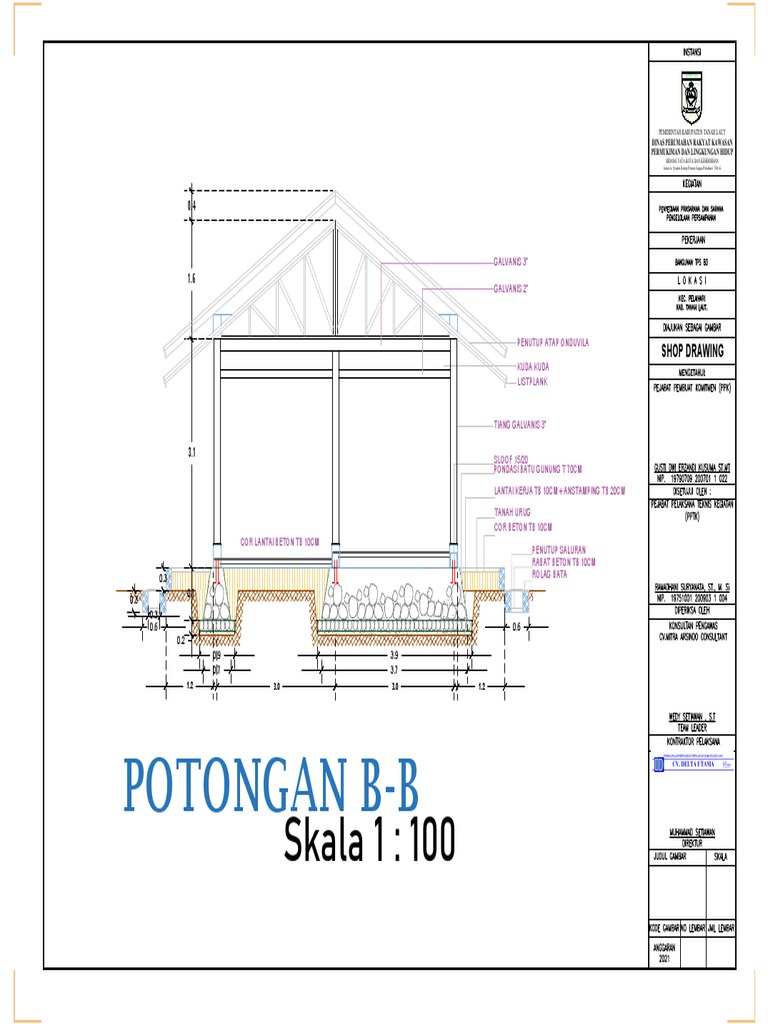 Potongan B-B: Skala 1: 100 | PDF
