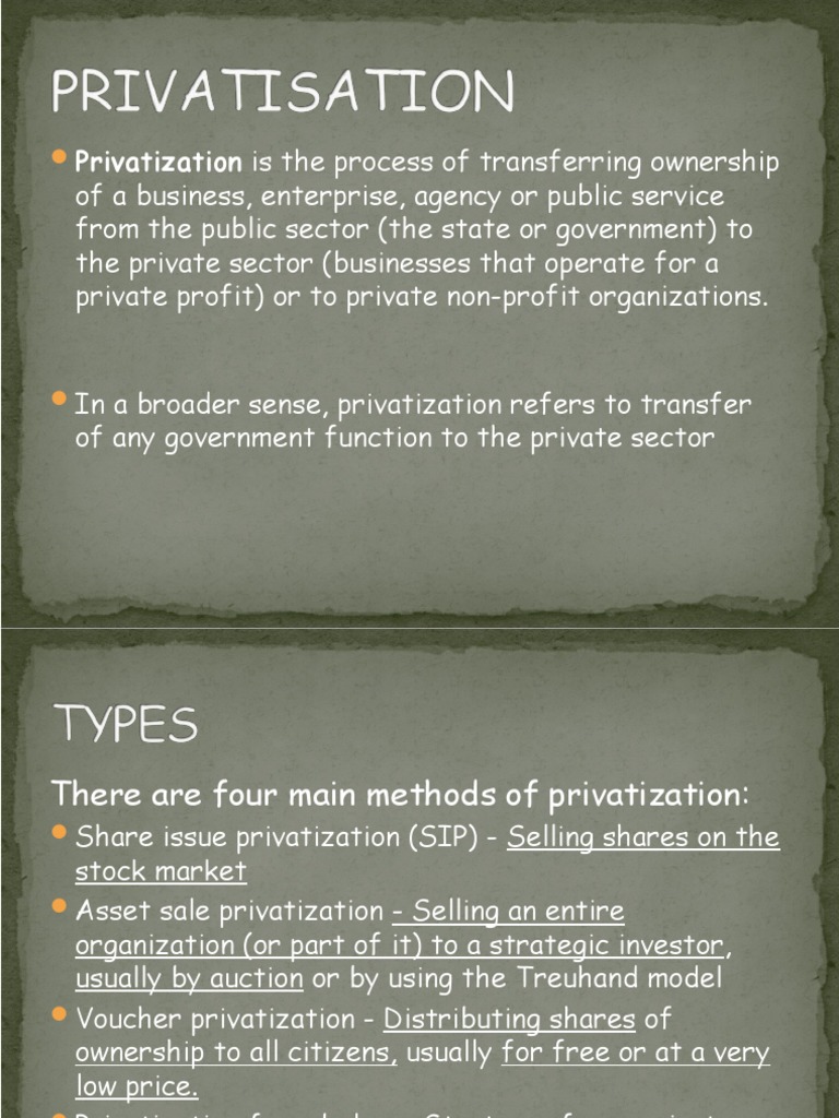 Privatization Is The Process of Transferring Ownership | PDF | Monetary ...
