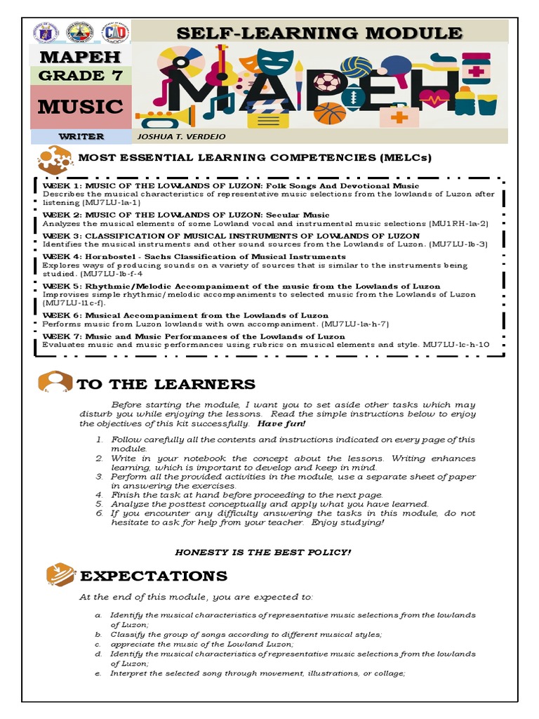 Music: Self-Learning Module Mapeh | PDF | Musical Instruments ...