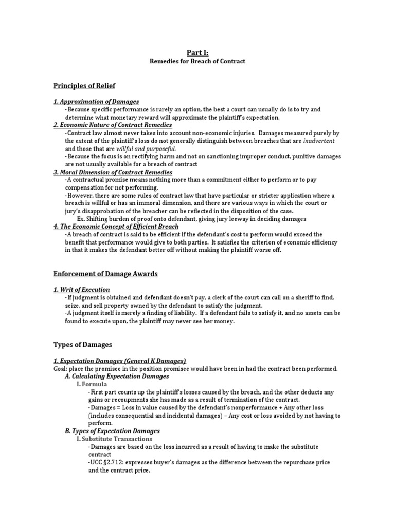 Principles of Relief: Remedies For Breach of Contract | PDF | Civil Law ...