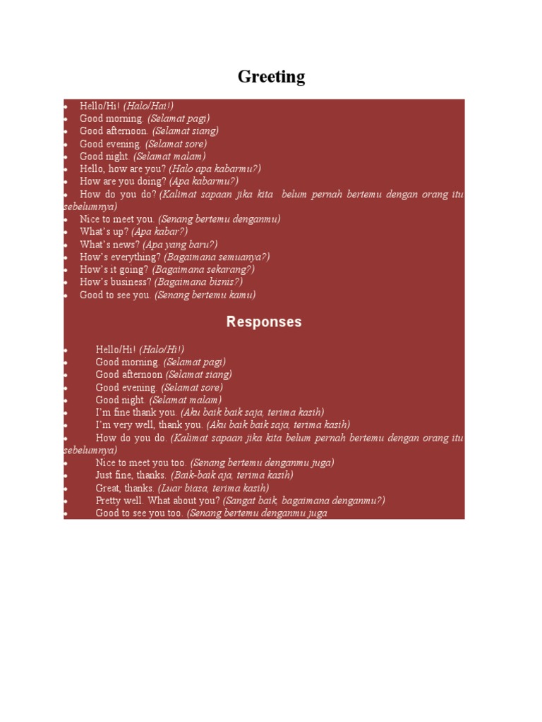 Greeting and Parting | PDF | Pengembangan Diri | Gaya Hidup