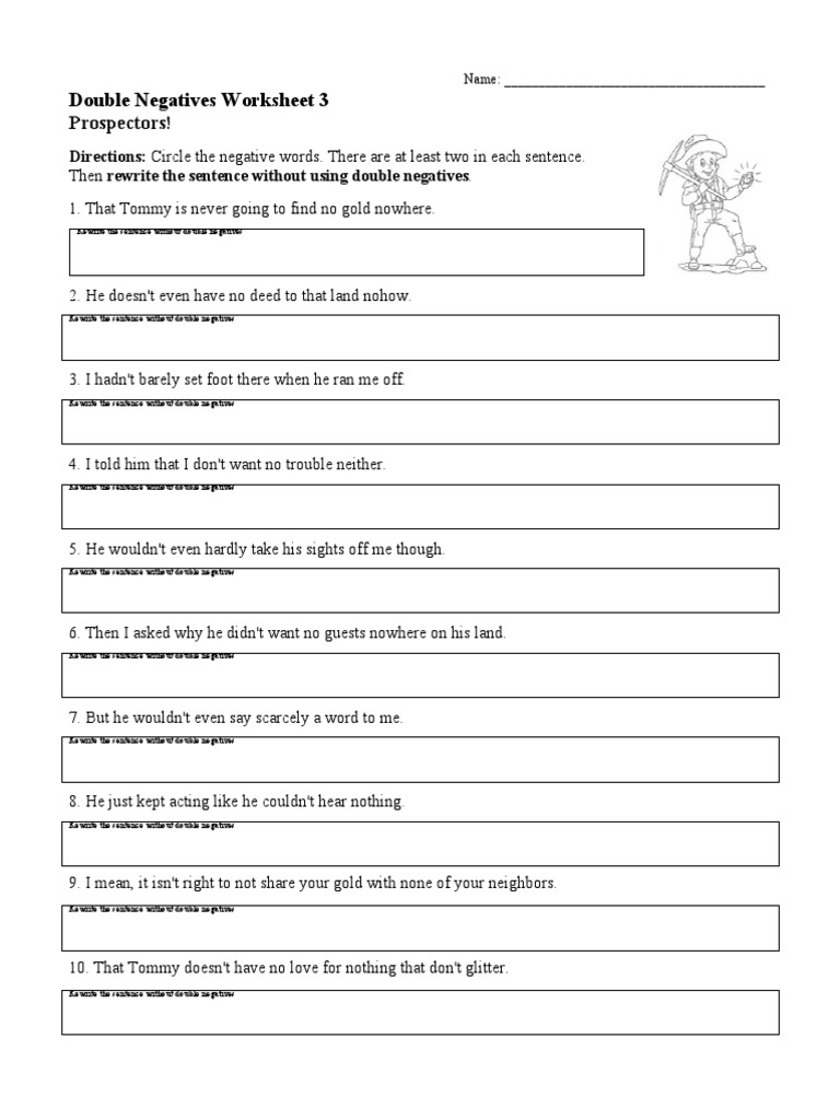 Double Negatives Worksheet | PDF | Foreign Language Studies | Home & Garden