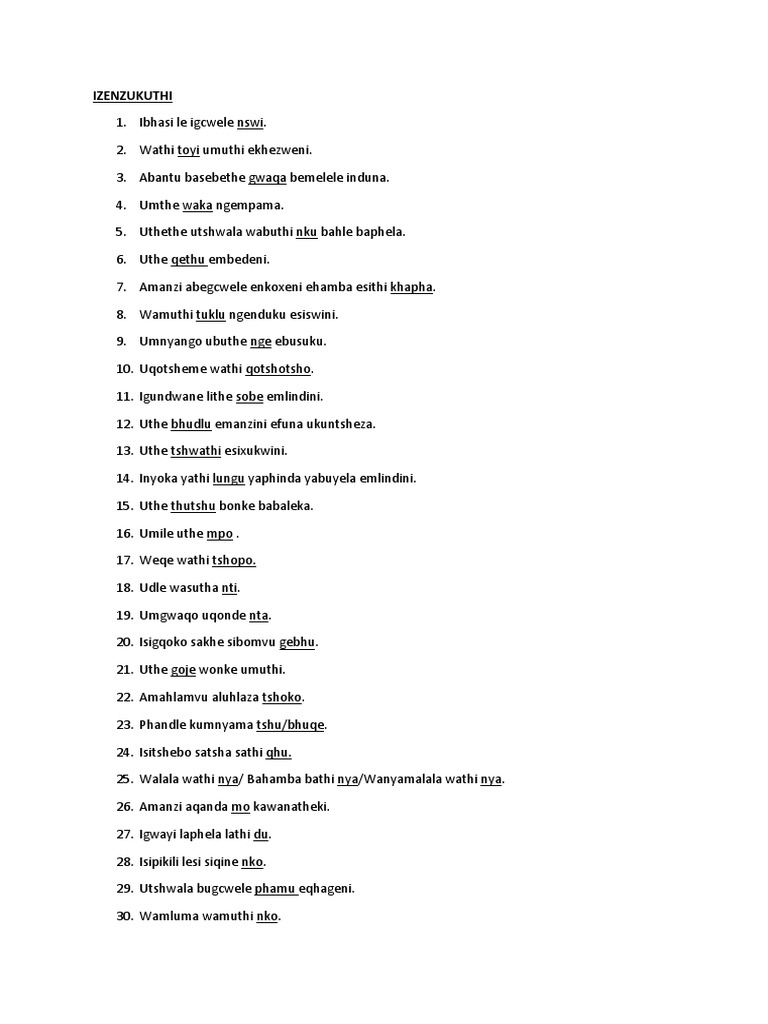 Izenzukuthi | PDF | Languages Of Africa | Bantu