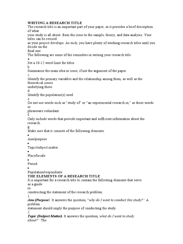 Writing A Research Title | PDF