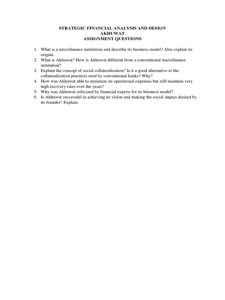SFAD Assignment - Akhuwat | PDF SFAD Assignment - Akhuwat | PDF