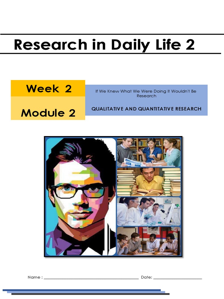 Research in Daily Life 2: Week 2 | PDF | Quantitative Research | Statistics