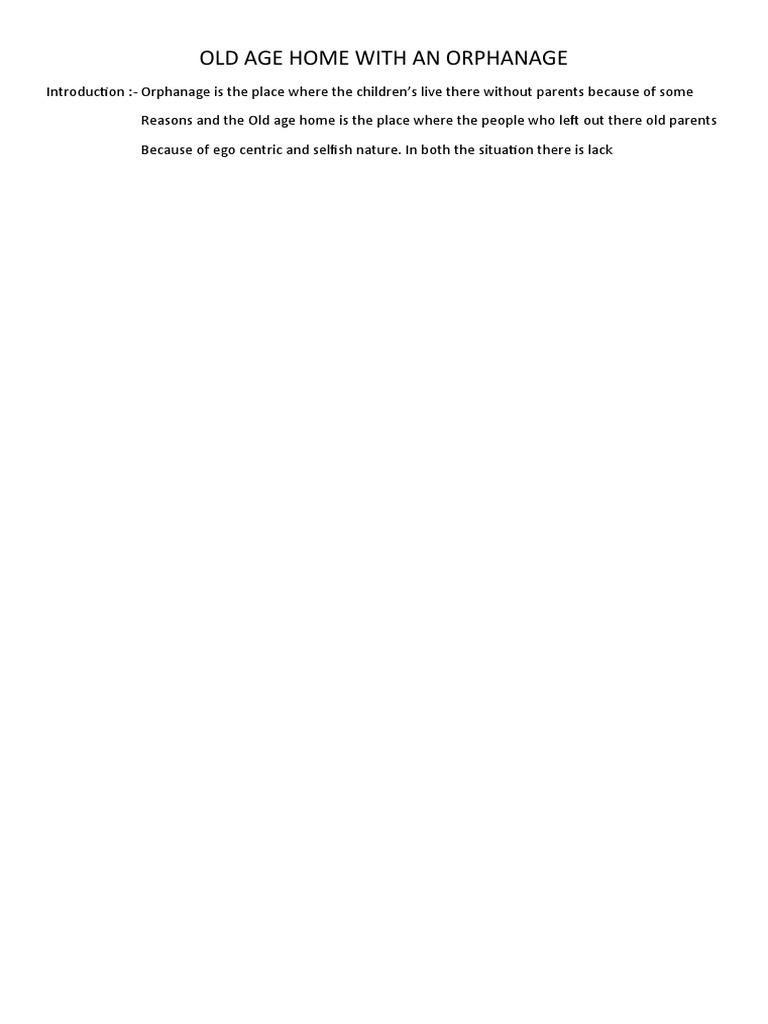 Old Age Home With An Orphanage | PDF