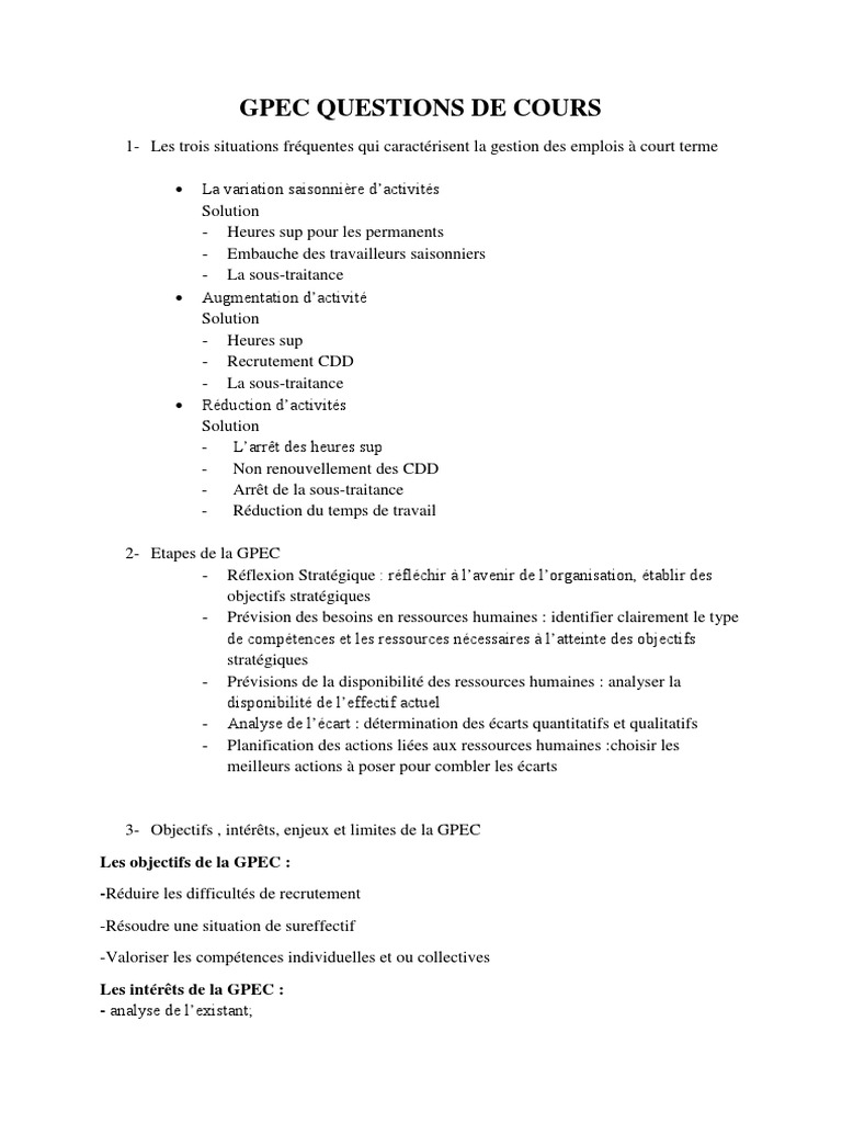 GPEC : Enjeux et Objectifs Clés | PDF | Gestion des ressources humaines ...