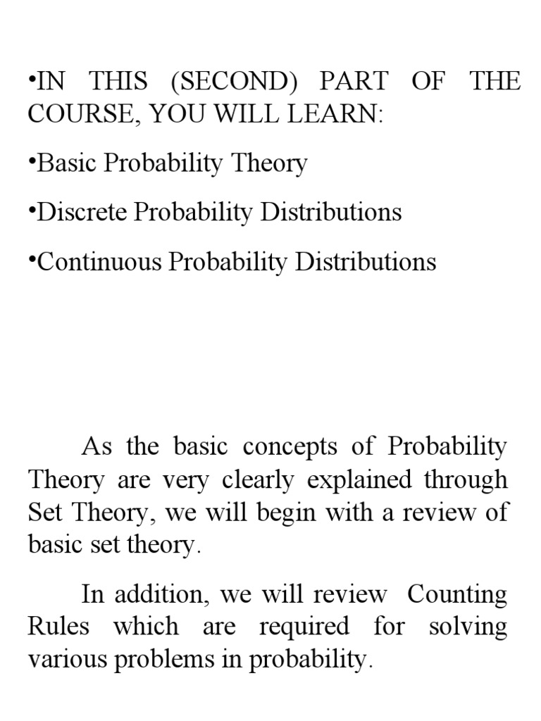 Probability Theory Basics | PDF | Set (Mathematics) | Mathematical Concepts