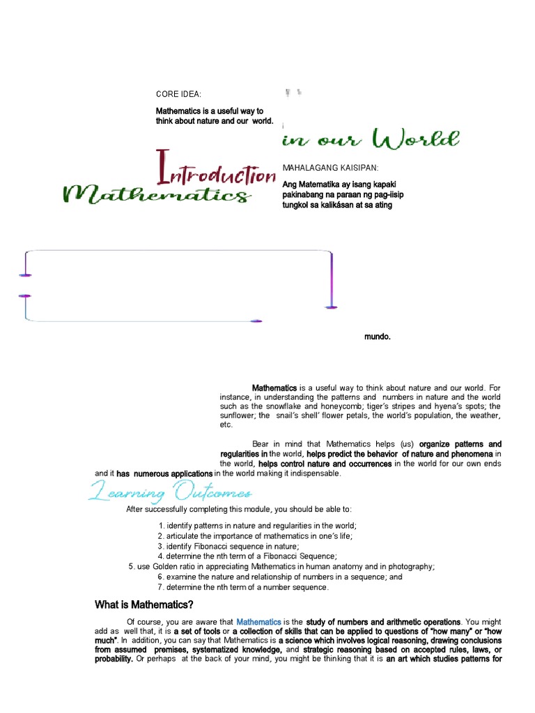 Mathematics in Our World | PDF | Teaching Mathematics | Mind