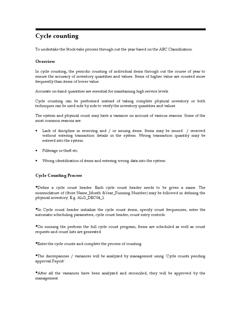 Cycle Counting Process and Best Practices | PDF | Computing And ...
