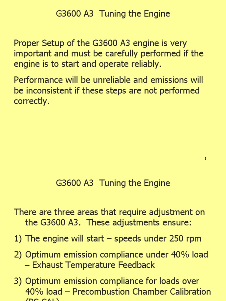 G3600A3 Emission Tune Up Procedure - Final - Mar 2012 | PDF | Engines ...