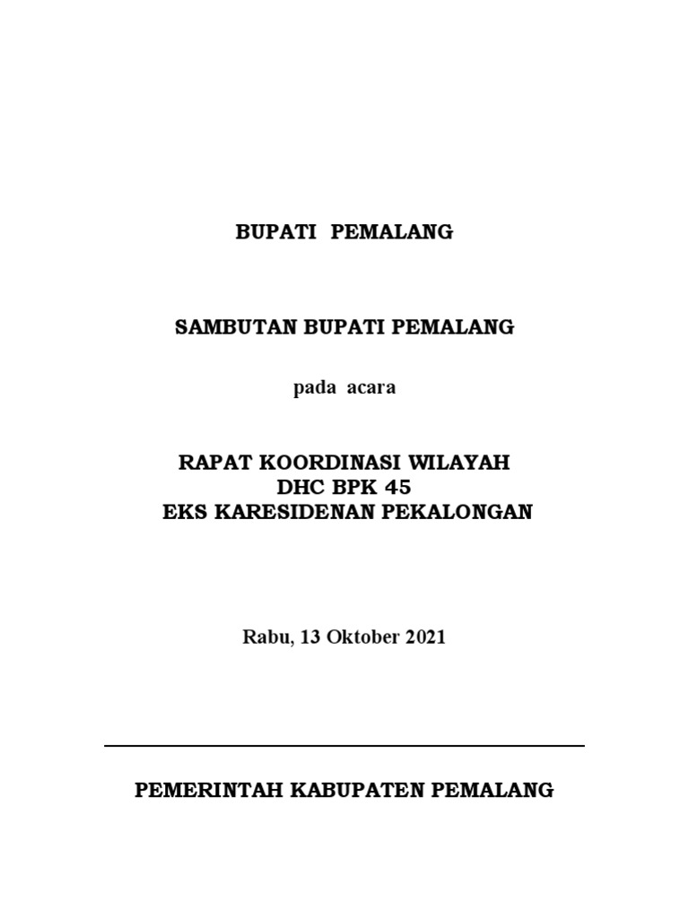 Sambutan Rakor DHC 45 | PDF