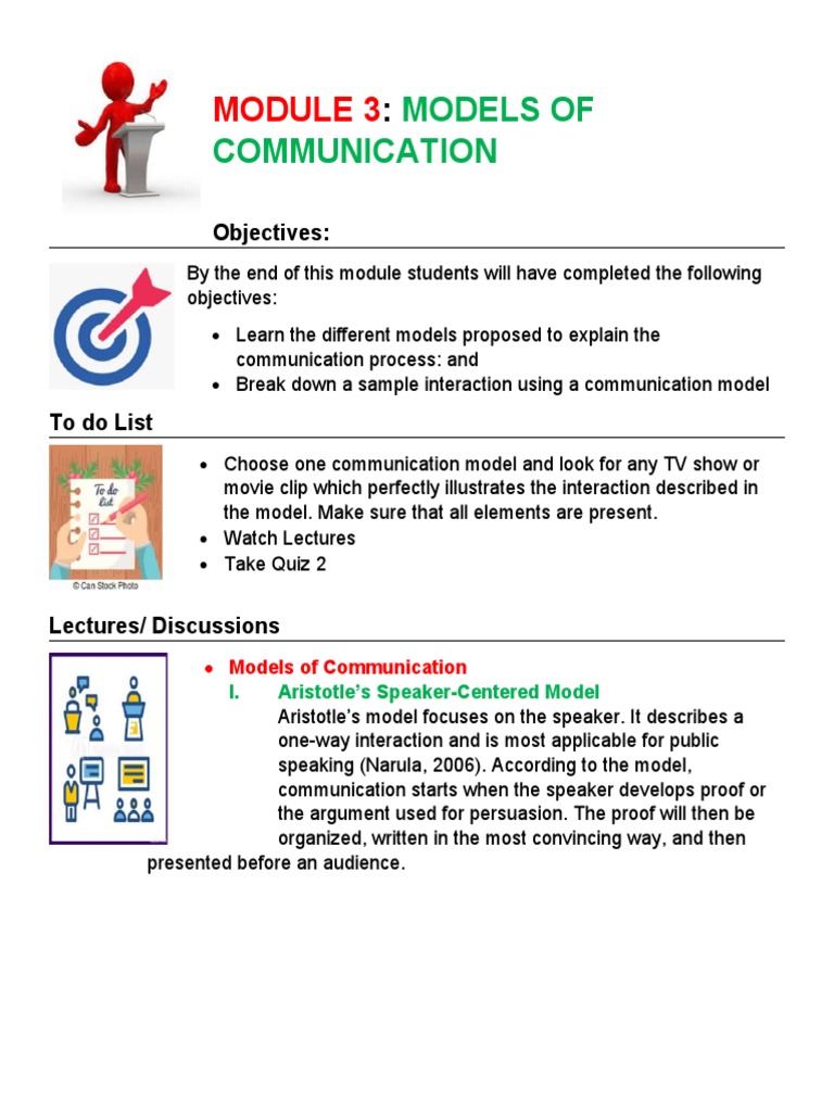 Module 3 - Models of Communiction | PDF | Communication | Cognition